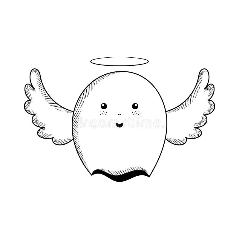 Isolated Sketch of a Ghost with an Angel Costume Vector Stock Vector ...