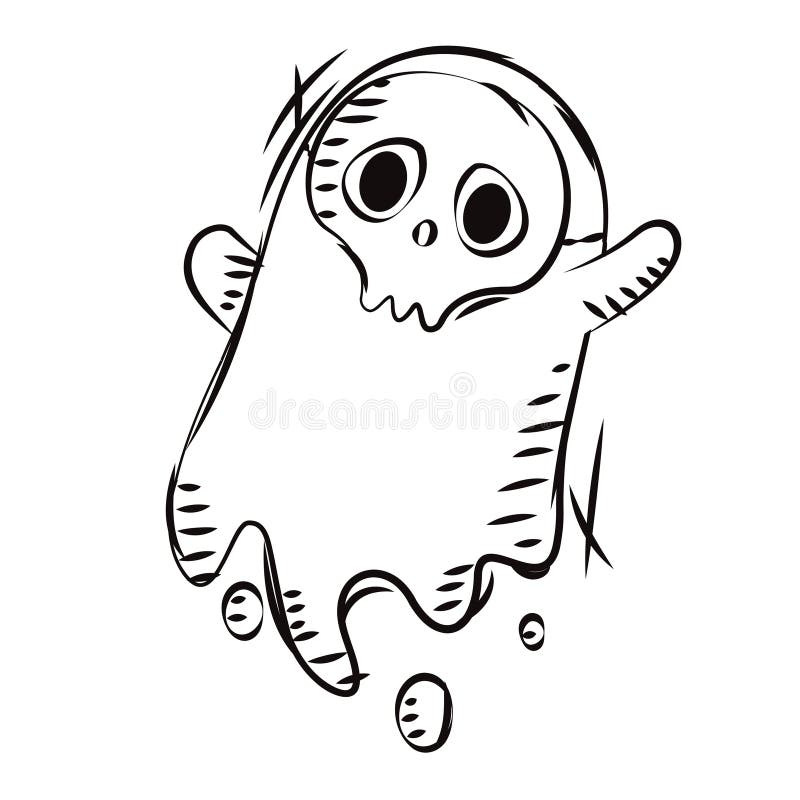 Isolated Sketch of a Ghost with a Costume Vector Stock Vector ...