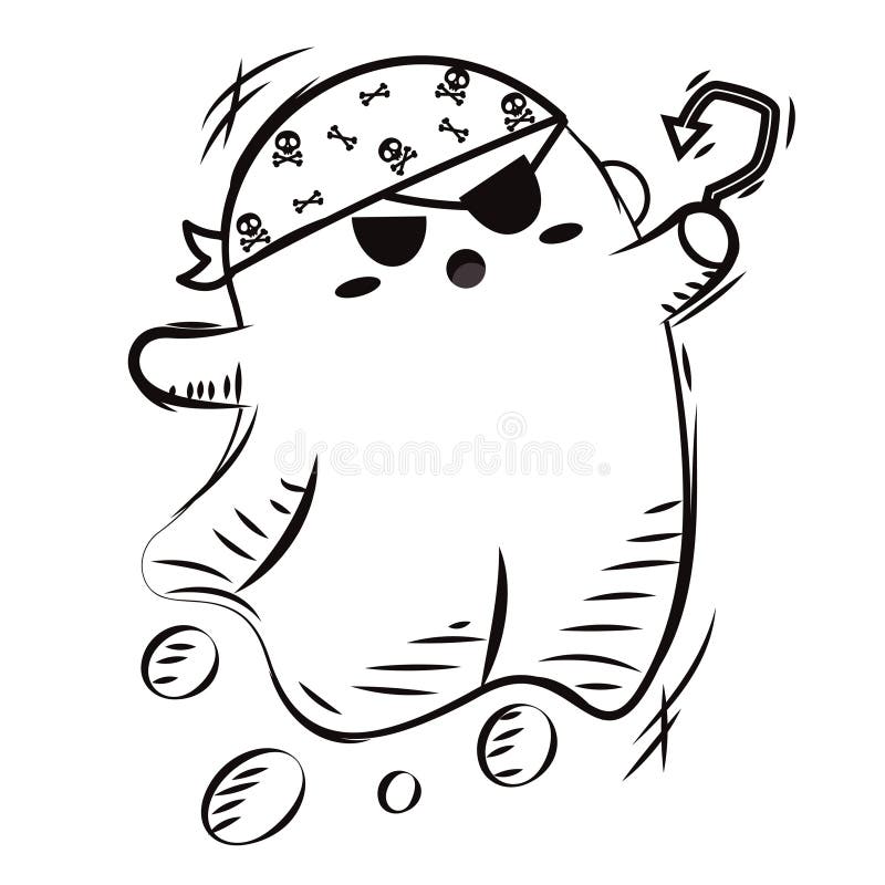 Isolated Sketch of a Ghost with a Pirate Costume Vector Stock Vector ...