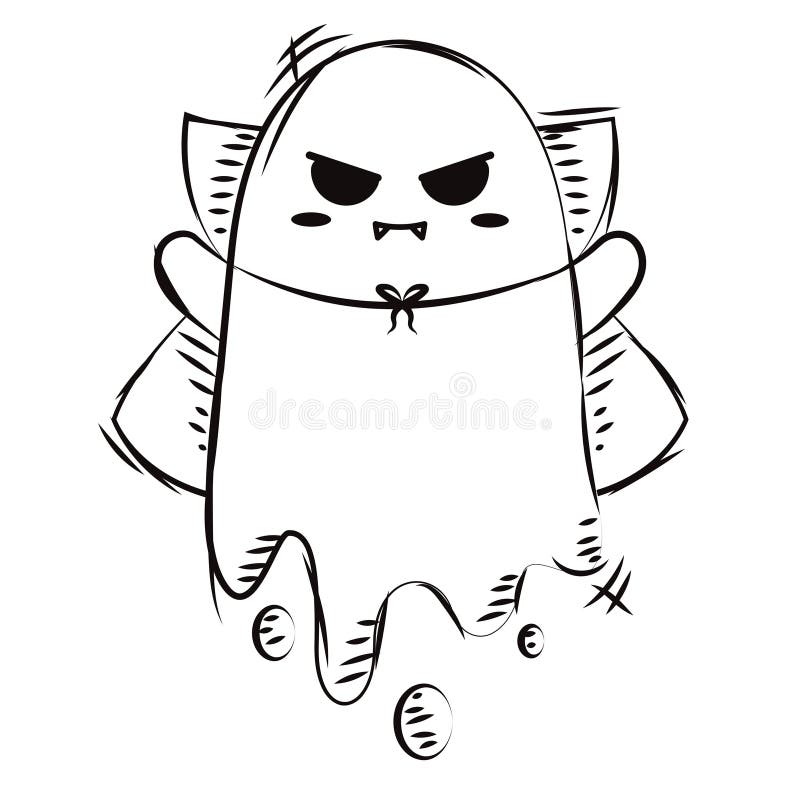 Isolated Sketch of a Ghost with Vampire Costume Vector Stock Vector ...