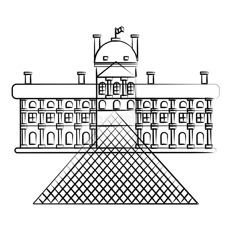 Isolated Sketch of Louvre Museum Landmark Vector Stock Vector ...