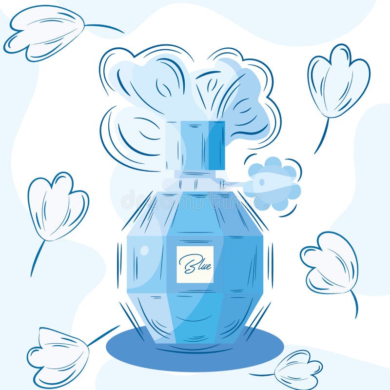 Isolated Sketch of a Perfume Bottle with Flowers Vector Stock Vector ...