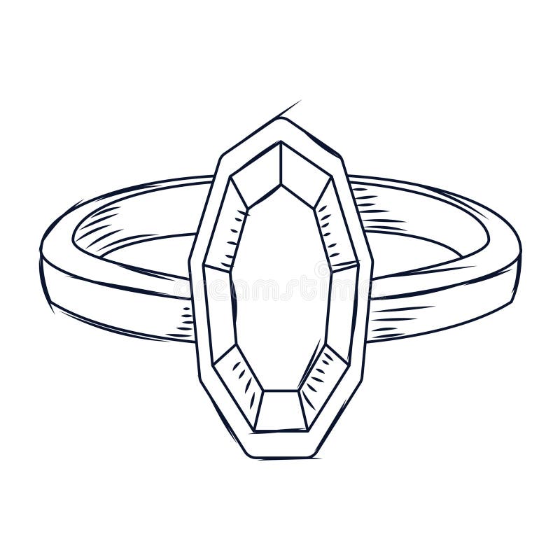 Isolated Sketch of a Ring with Diamond Vector Stock Vector ...
