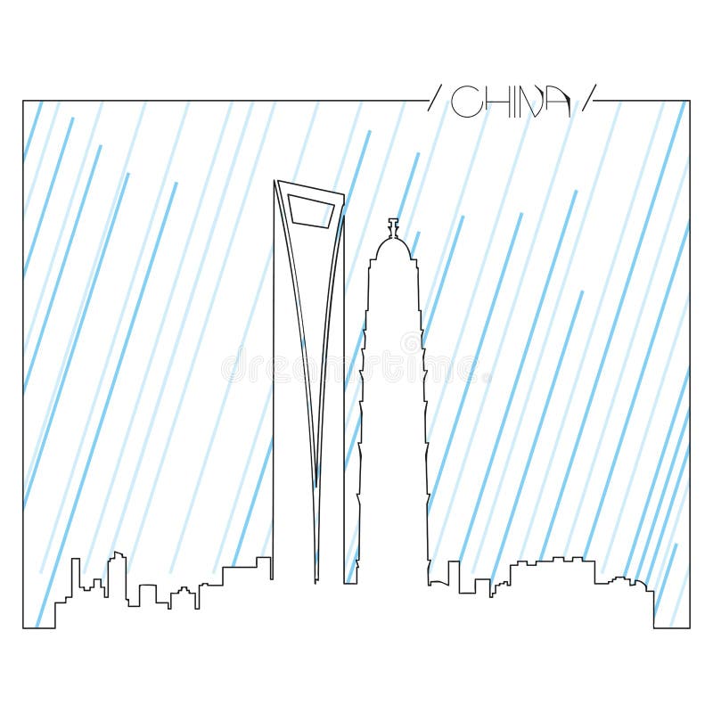 Isolated Skyline of Shanghai Stock Vector - Illustration of downtown ...