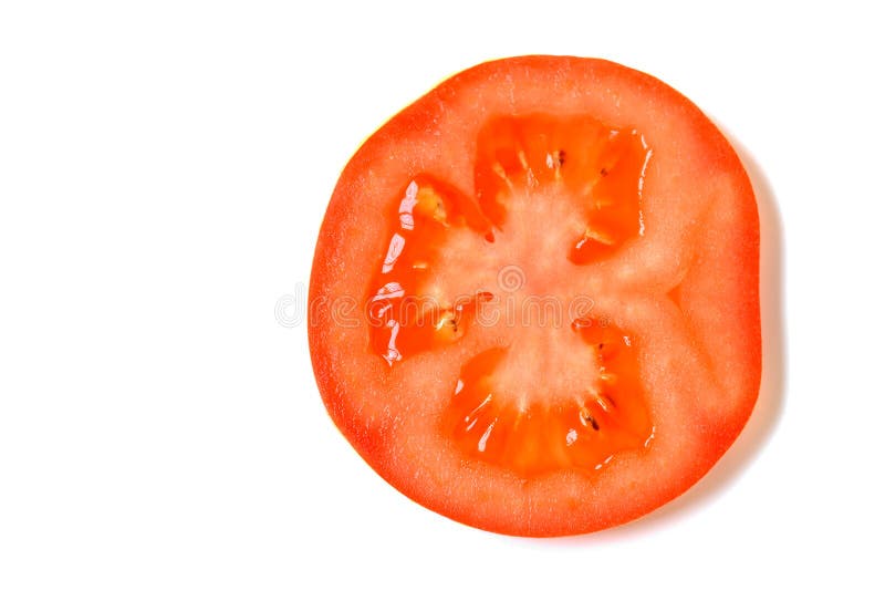 Isolated slice of tomato stock photo. Image of delicious - 53215860
