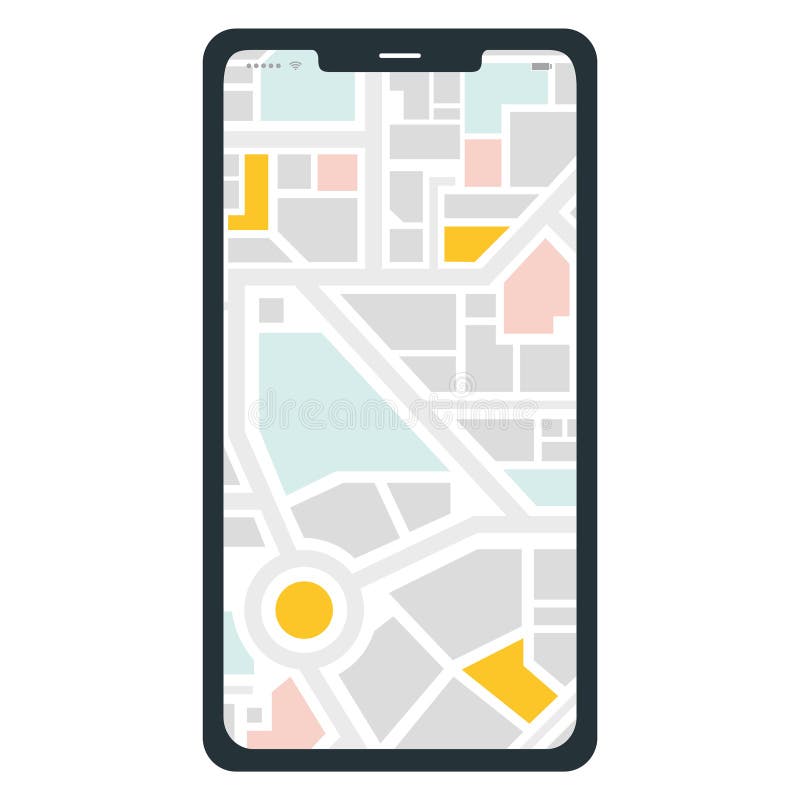 Isolated Smartphone with a Map App Vector Stock Vector - Illustration ...