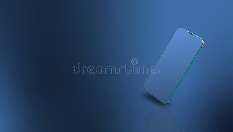 Isolated Smartphone Side View on Blue Banner Template Stock Photo ...