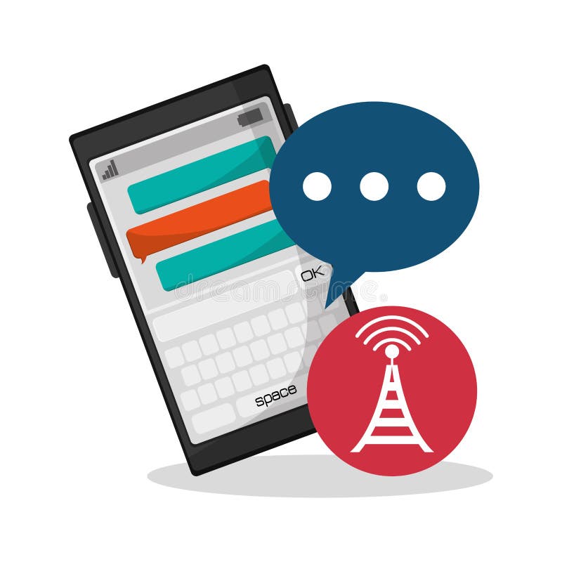 Isolated Smartphone and Sms Design Stock Vector - Illustration of ...