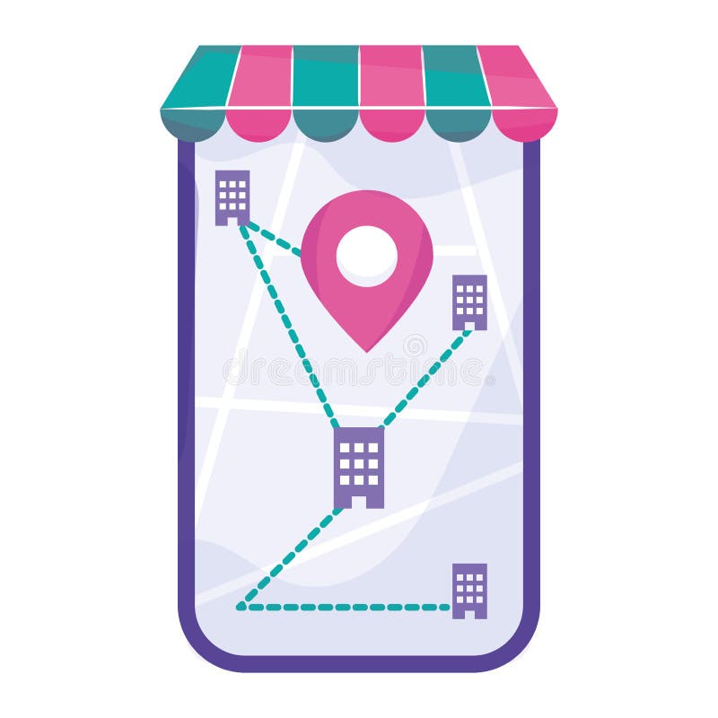 Isolated Smartphone with Tent Theme and Map App Vector Stock Vector ...