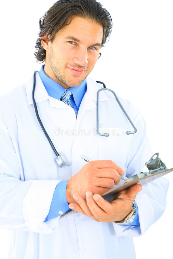 Isolated Smiling Doctor Looking at Viewer Stock Image - Image of ...