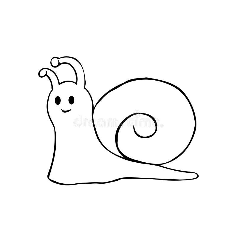Isolated Snail Black Draw Line Vector Illustration Stock Vector ...