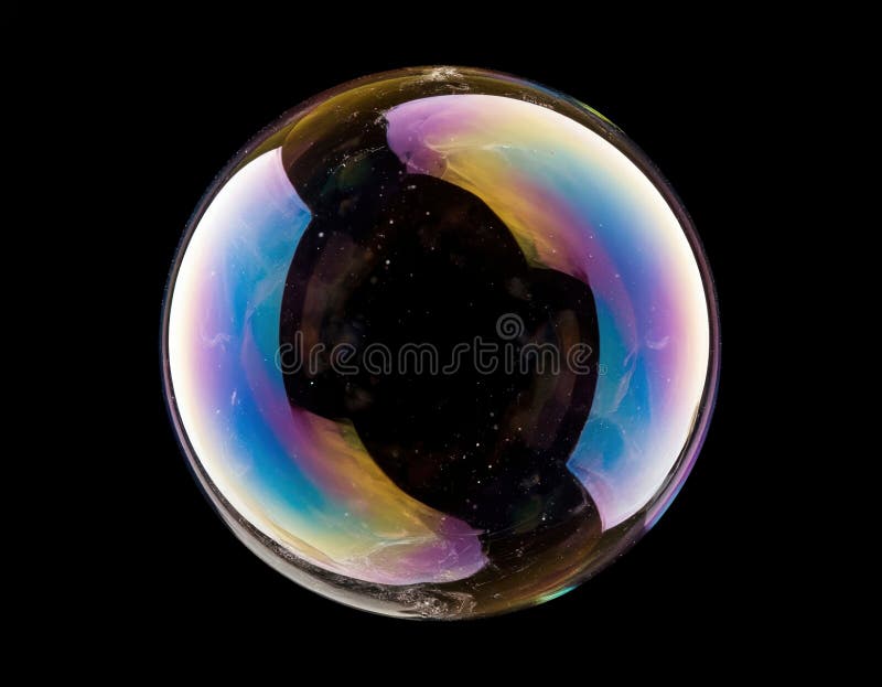 Isolated Soap Bubble Showing Colorful Interference Curves. Stock Photo ...