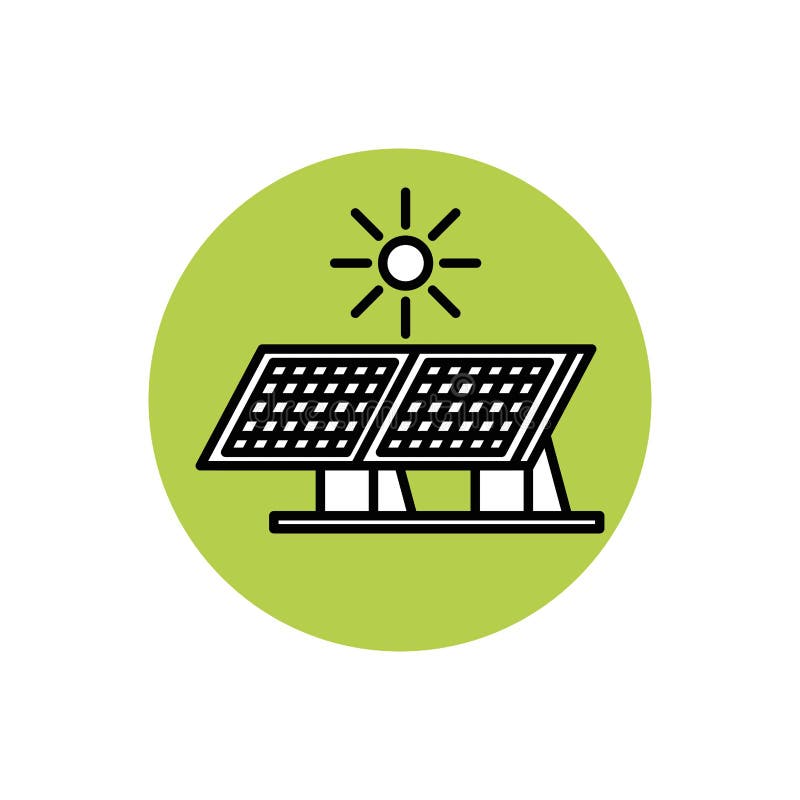Solar Panel Renewable Alternative Sustainable Energy Block Line Style ...
