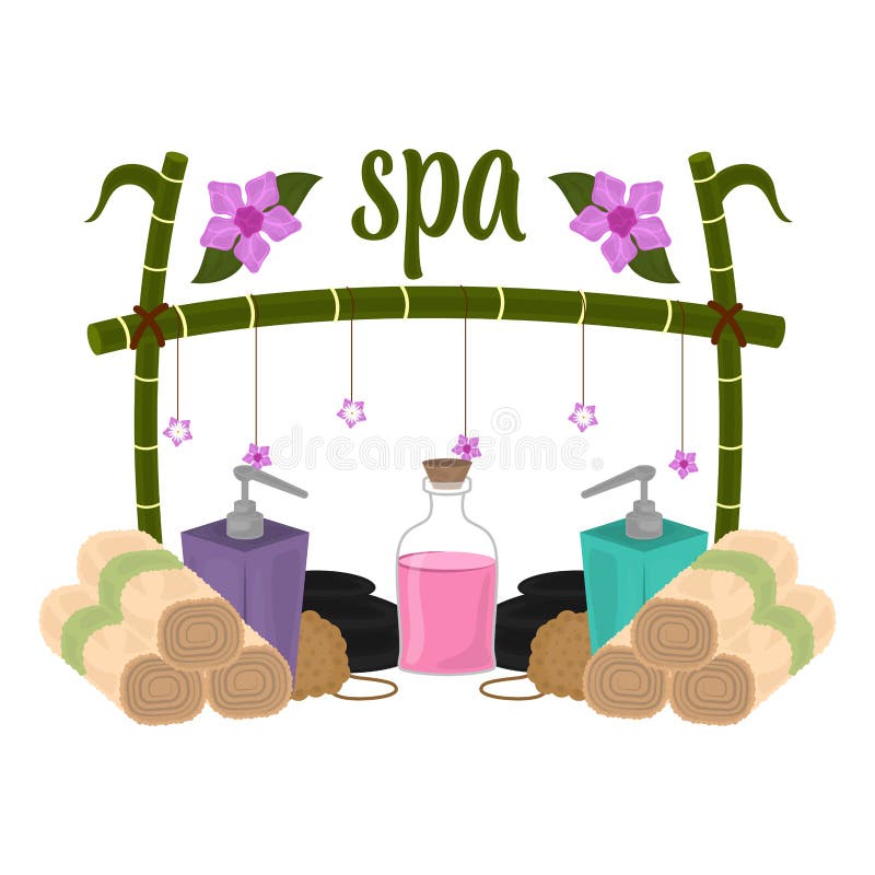 Isolated Spa Objects Image with Text Stock Vector - Illustration of ...