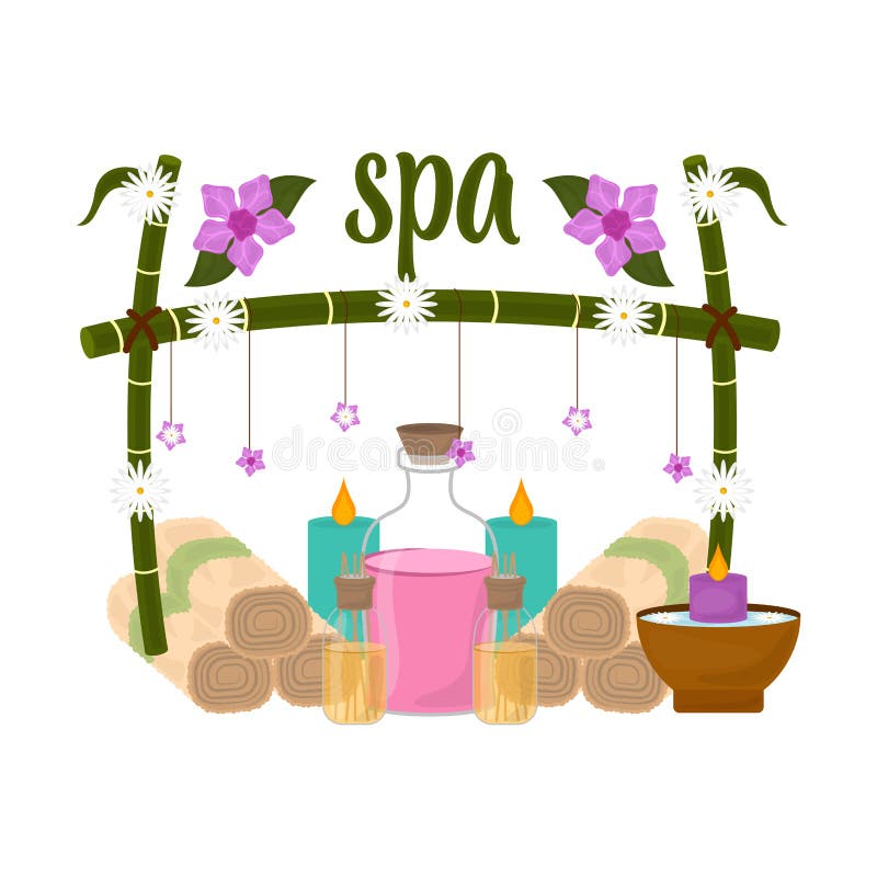 Isolated Spa Objects Image with Text Stock Vector - Illustration of ...