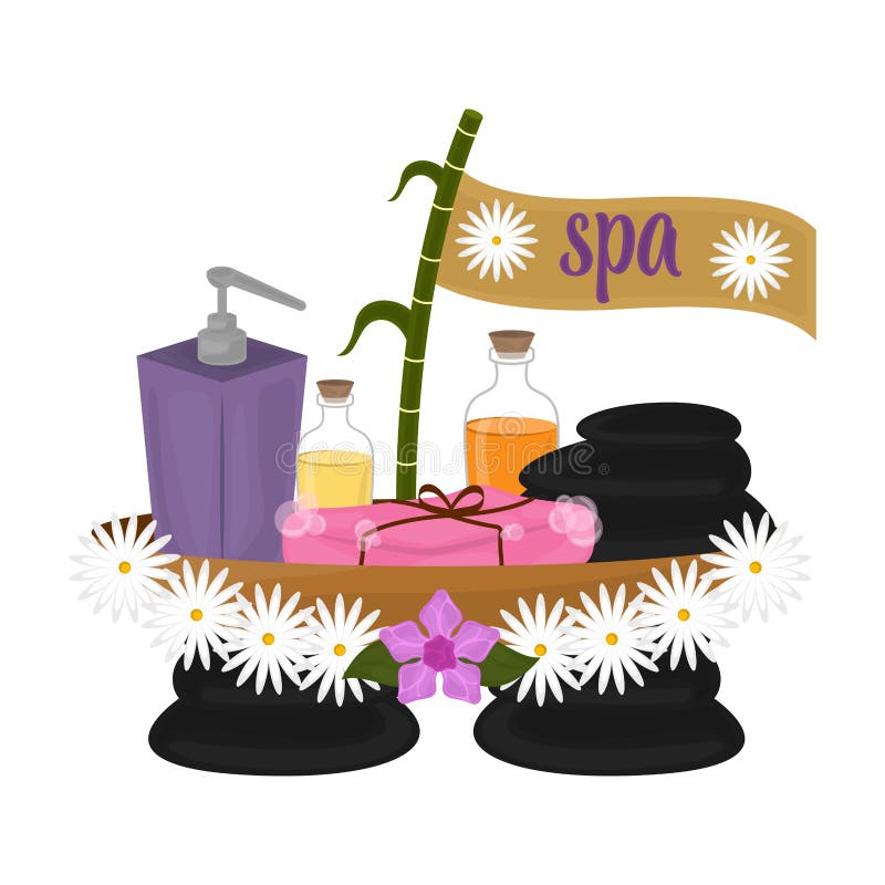 Isolated Spa Objects Image with Text Stock Vector - Illustration of ...