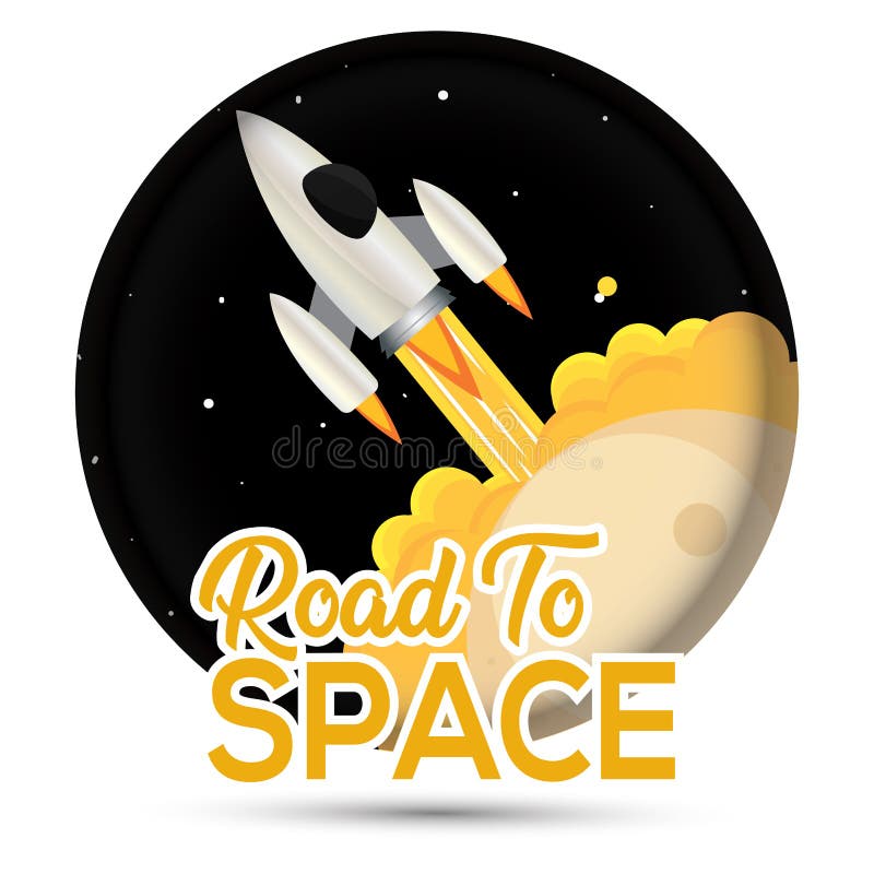 Isolated Space Rocket Take Off Silver Logo Stock Vector - Illustration ...