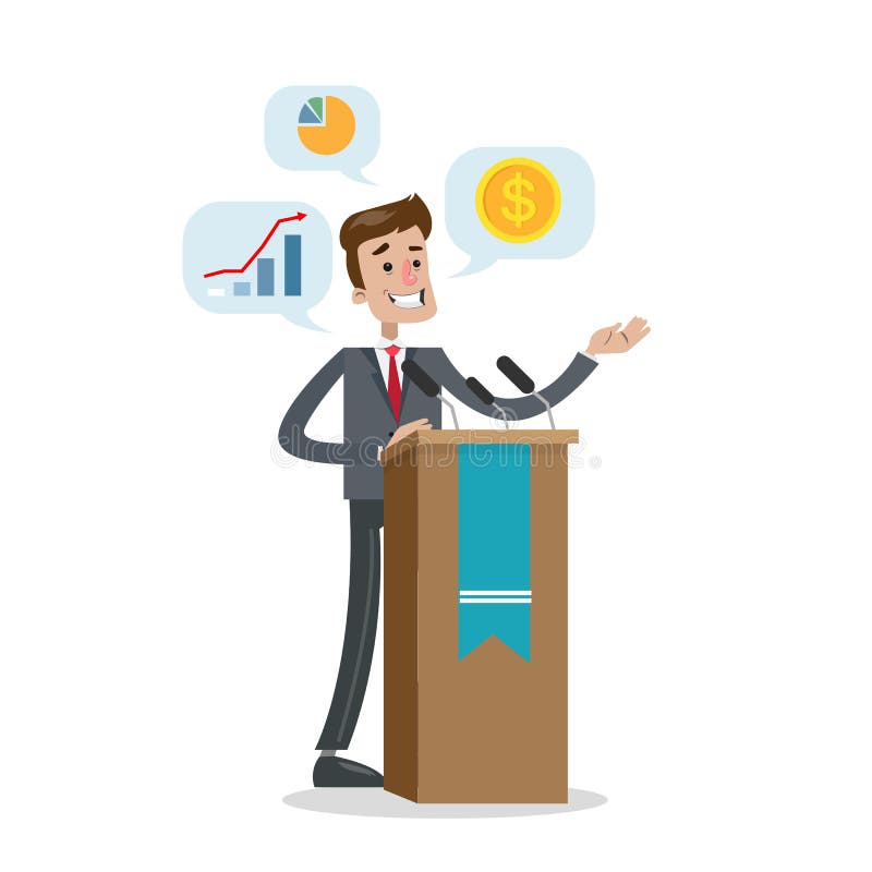 Spokesman Speaker Person On Podium, Business Orator Speaking, Talking ...