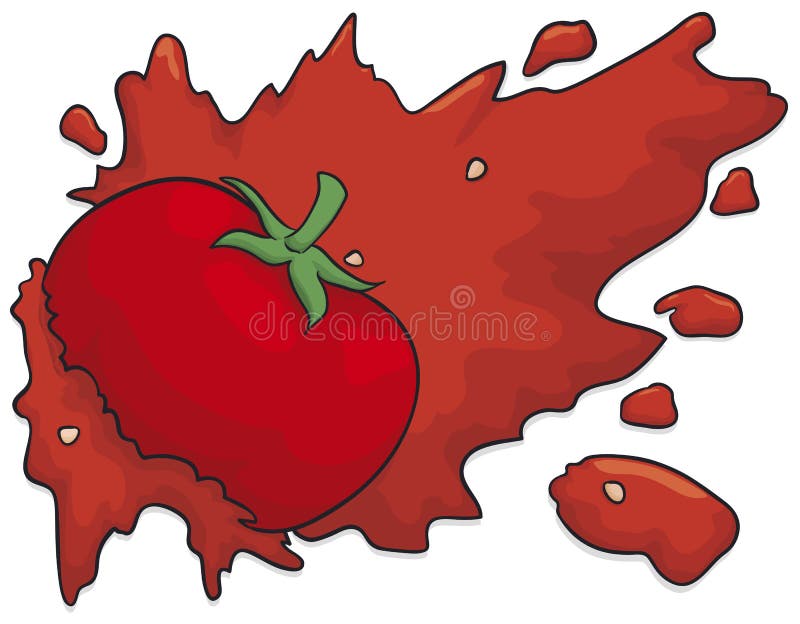 Cartoon Tomato Thrown At Full Speed In A Tomato Battle, Vector ...