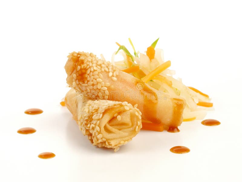 Isolated Fried Spring Rolls - Fast Food Stock Photo - Image of ...