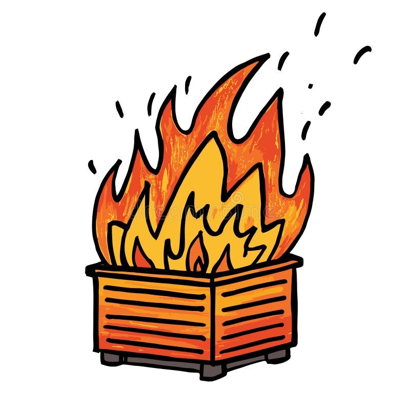 Isolated Square Dumpster Fire with Searing Hot Flames Stock ...