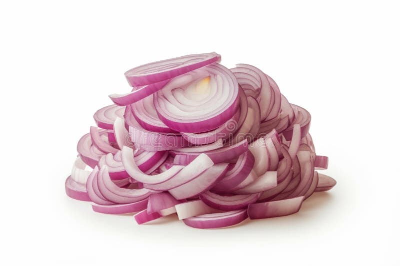 Isolated Stack of Chopped Red Onion on White, Clipping Included Stock ...