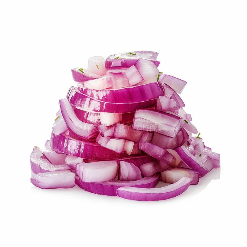Isolated Stack of Chopped Red Onion on White, Clipping Included Stock ...