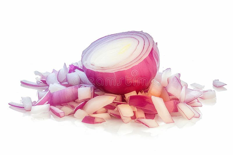 Isolated Stack of Chopped Red Onion on White, Clipping Included Stock ...