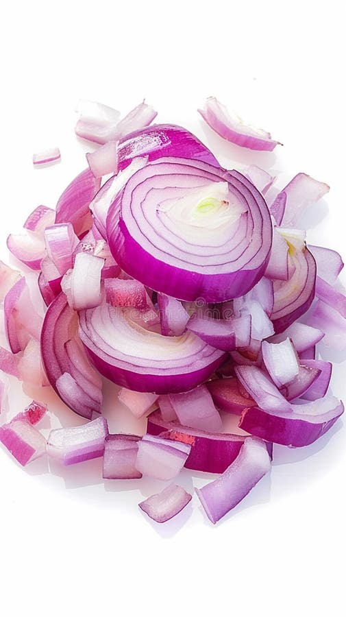 Isolated Stack of Chopped Red Onion on White, Clipping Included Stock ...