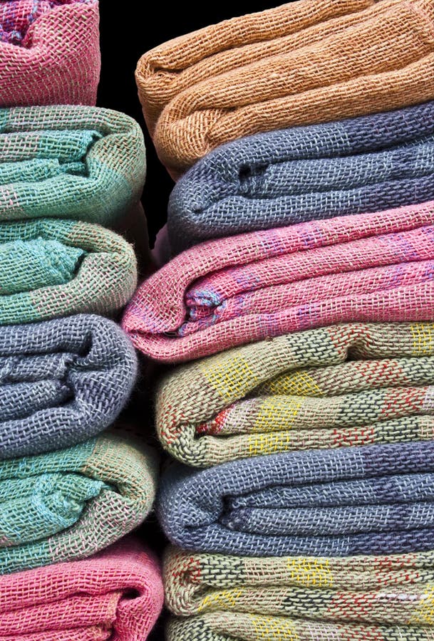Isolated Stack of Native Thai Cotton Cloth Stock Photo - Image of cloth ...