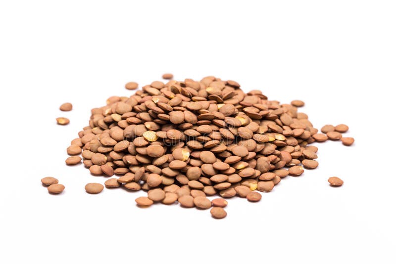 Isolated Stack of Uncooked Lentils on White Background from Above Stock ...