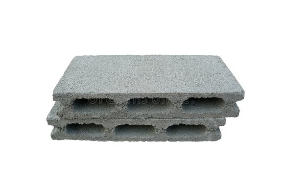 Isolated Stacked Three-hole Rectangular Concrete Blocks Cutout on White ...