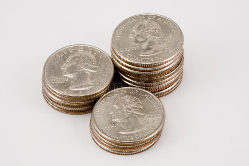 Stack of Quarters, Isolated Stock Image - Image of payment, currency ...