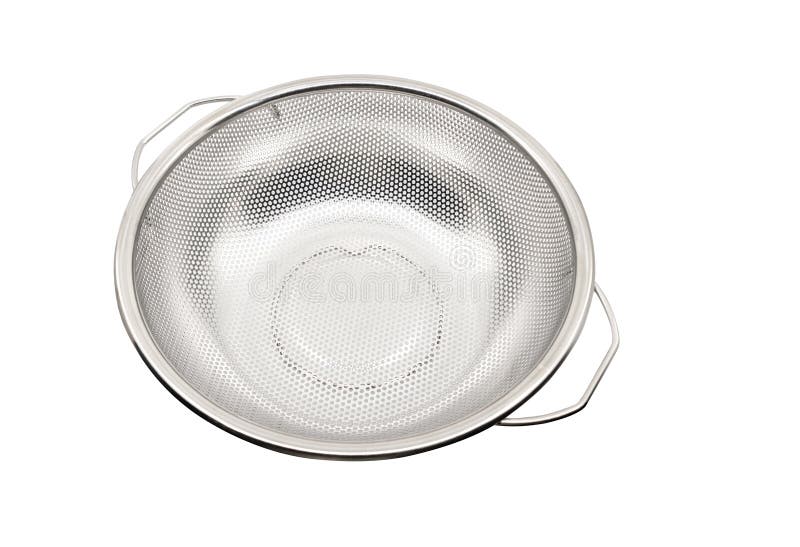 Isolated Stainless Steel Colander on White Background. Empty Stainless ...
