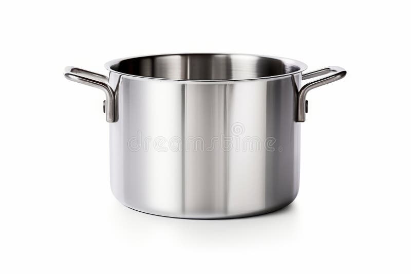 Isolated Stainless Steel Cooking Pot on White Background with Full ...