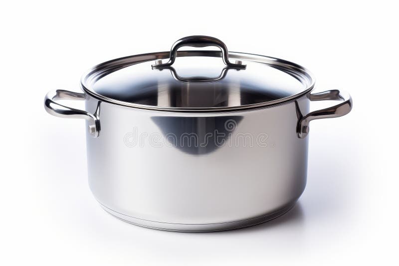 Isolated Stainless Steel Cooking Pot on White Background with Full ...