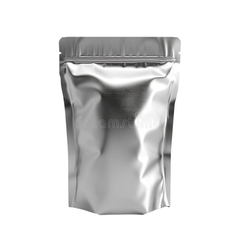 Isolated Stand Up Silver Pouch Mockup Transparent Background Stock ...