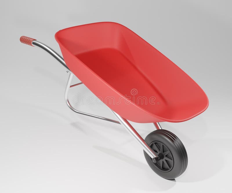 Isolated Standing Red Wheelbarrow 3d Rendering Stock Illustration ...