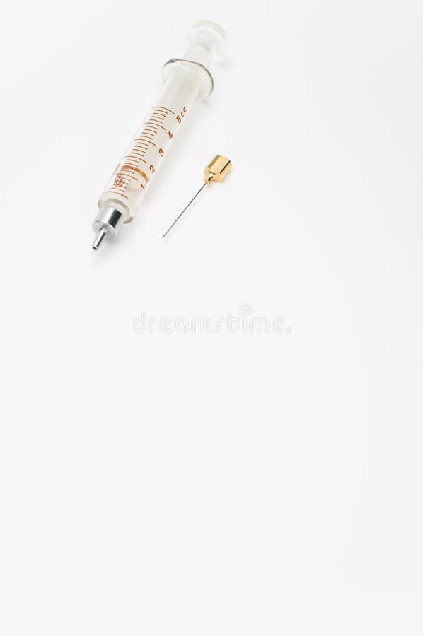Isolated Sterilized Glass Injection Syringe on a White Surface Stock ...
