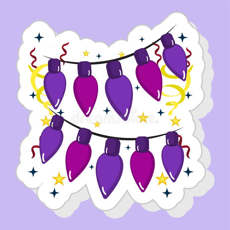 Isolated Sticker Style Colorful Garland Light Bulb Stock Illustration ...