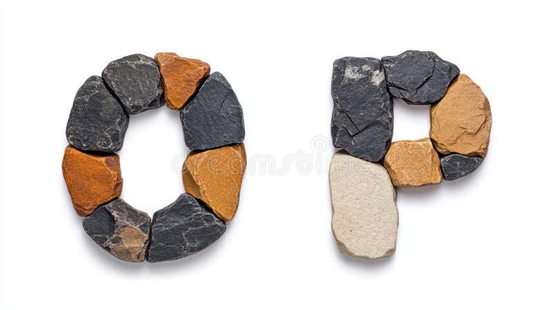Isolated Stone Letters O and P on White Background for Typography and ...