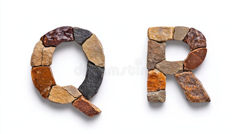 Isolated Stone Letters Q and R on White Background for Typography and ...