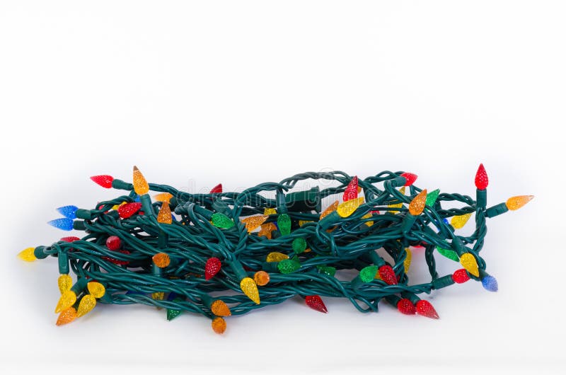 Isolated Strand of Christmas Lights Stock Image - Image of orange ...