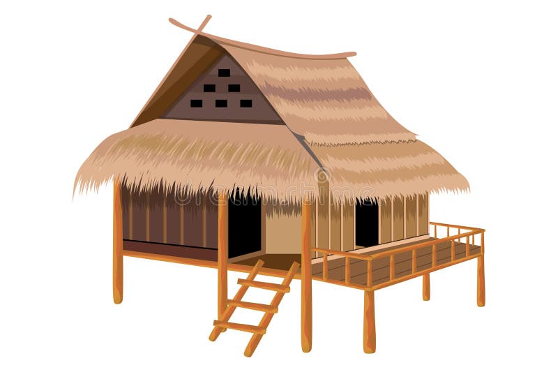 Isolated Straw Hut on White Background Vector Design Stock Vector ...