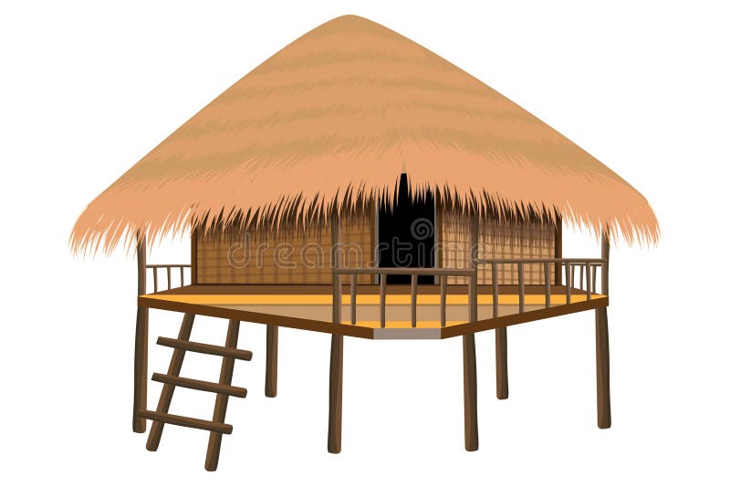 Isolated Straw Hut on White Background Vector Design Stock Vector ...