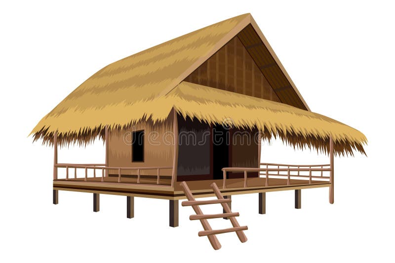 Isolated Straw Hut on White Background Vector Design Stock Vector ...