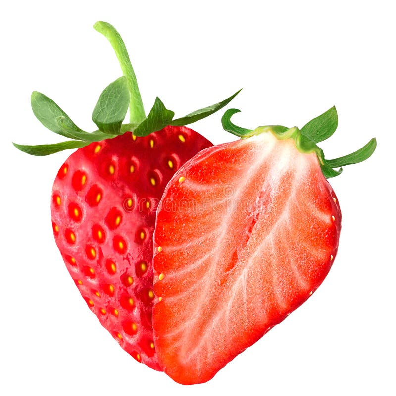 Isolated Strawberry and Half Stock Image - Image of green, nutrition ...