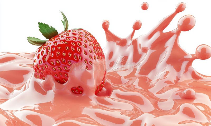 Strawberry Yogurt Splash Isolated Transparent Background Stock Photos ...