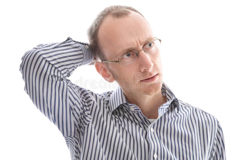 Isolated Stressed And Pensive Business Man With Problems. Stock Photo ...