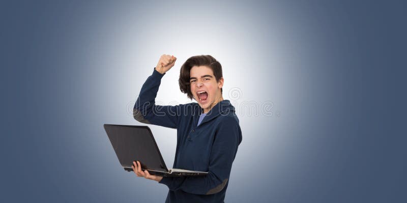 Isolated Student with Laptop Stock Image - Image of business, study ...